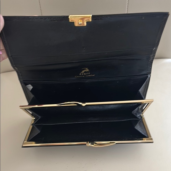 Koret | Bags | Koret Black Crocodileembossed Wallet With Gold Accent ...
